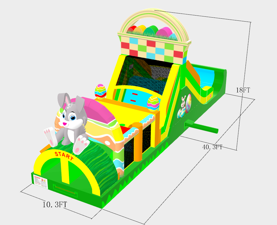 Easter Bunny Wonderland Inflatable Obstacle Course - Happy Jump