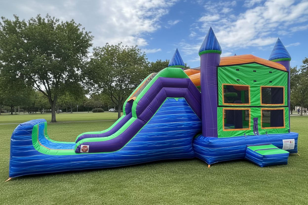 5 in 1 Super Combo Blue Marble | Commercial Inflatable Bounce House Combo