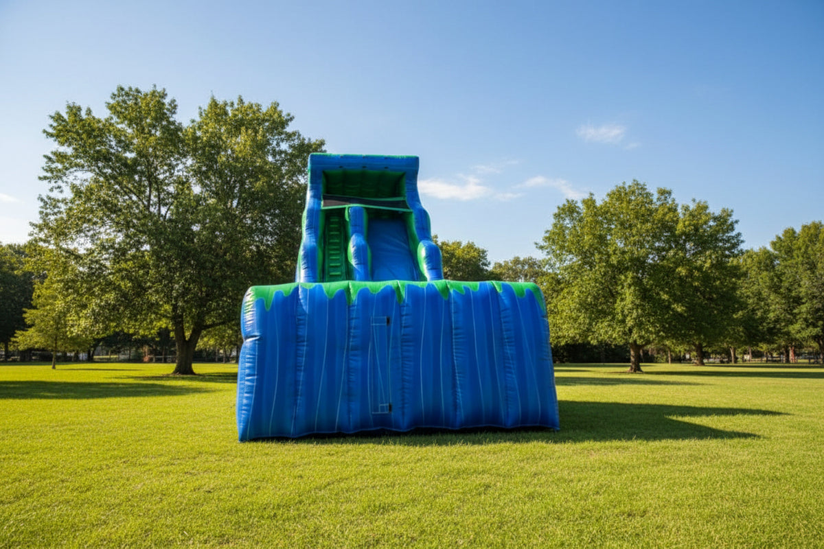 18 Foot Double Drop Wet Dry Inflatable Slide Marble | Commercial ...