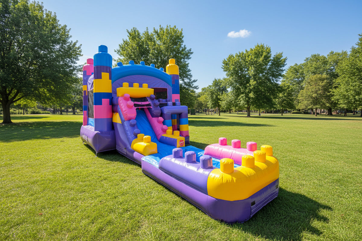 Building blocks Bounce Combo | Commercial Inflatable Bounce House Combo